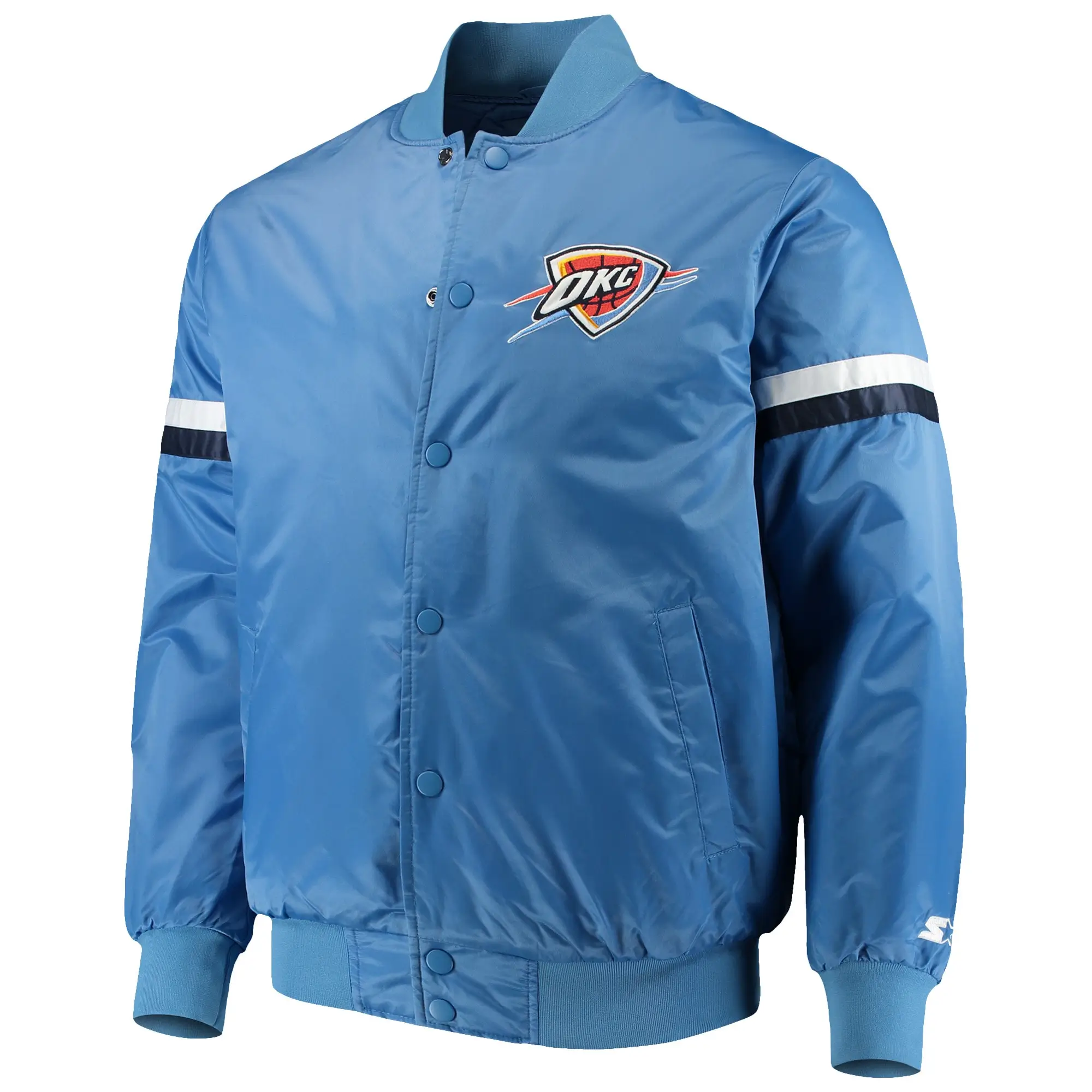 Oklahoma City Thunder Starter The Champ Blue Satin Varsity Jacket - USA ...